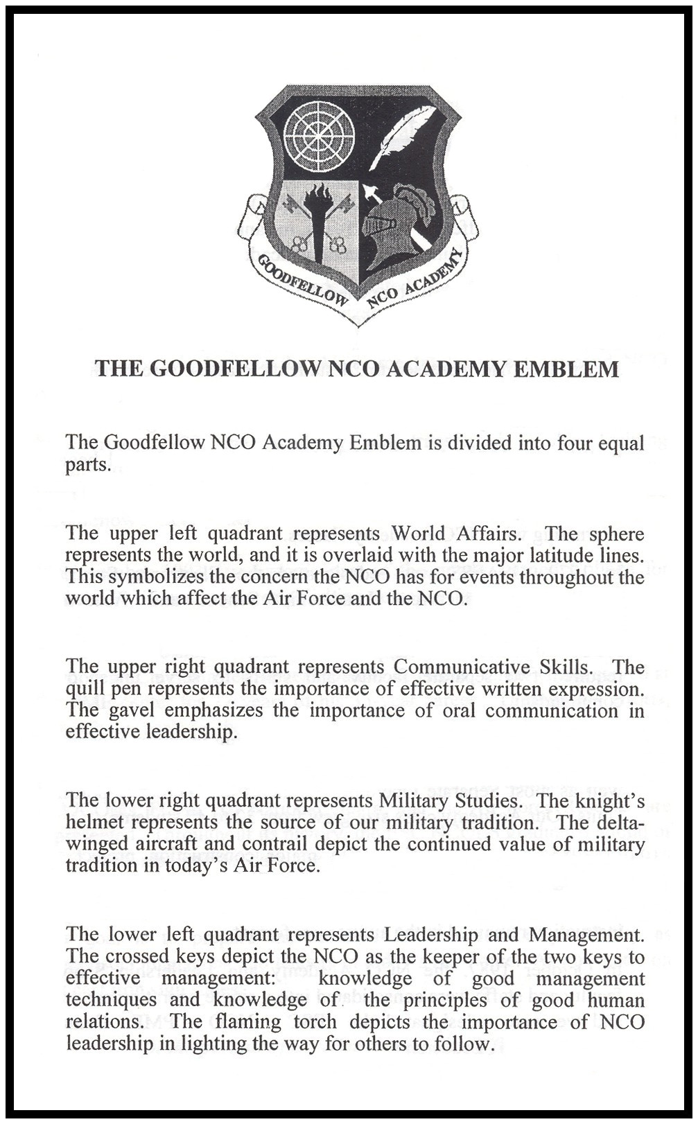 Understanding NCOA Emblems - Goodfellow Then and Now