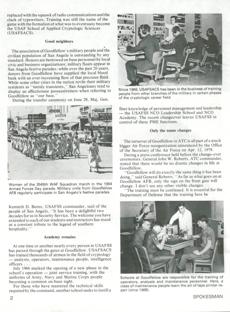History of Goodfellow AFB - Goodfellow Then and Now